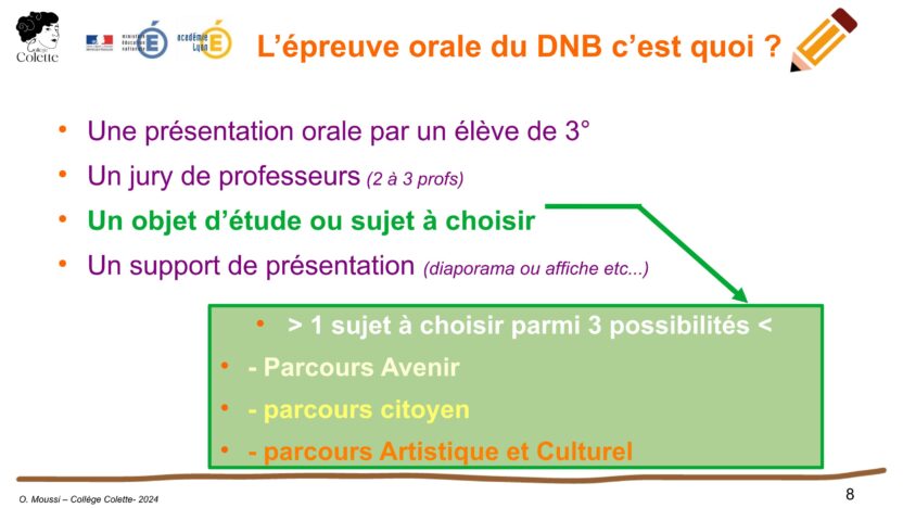 Préparer l’ORAL du Brevet : plan de l’exposé et conseils – Site Internet du Collège COLETTE